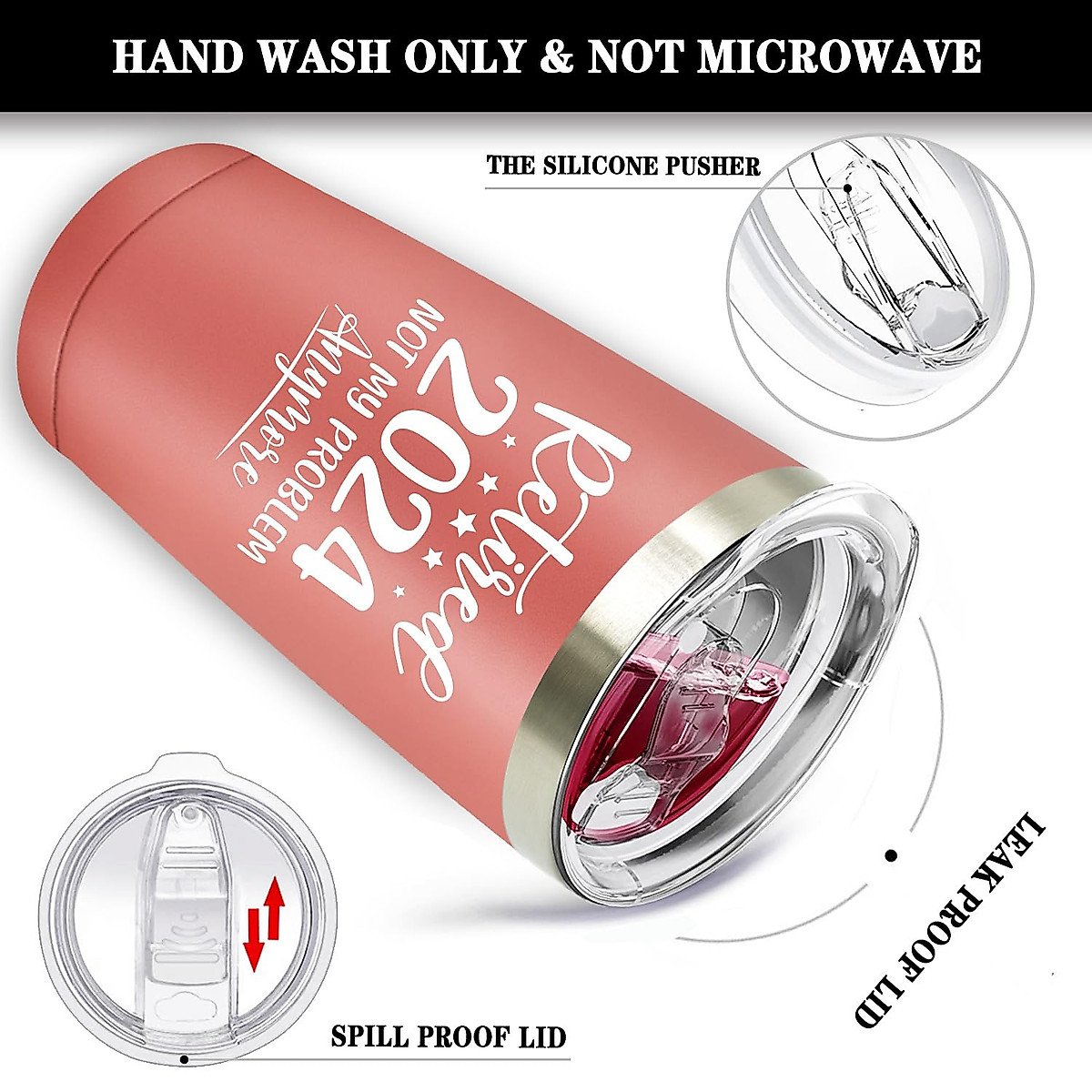 Fufandi Retired 2024 Not My Problem Anymore - Retirement Gifts for Women 2024 - Funny 2024 Retirement Gifts for Women, Coworkers, Teacher, Nurse, Doctor, Mom - Retirement Tumbler