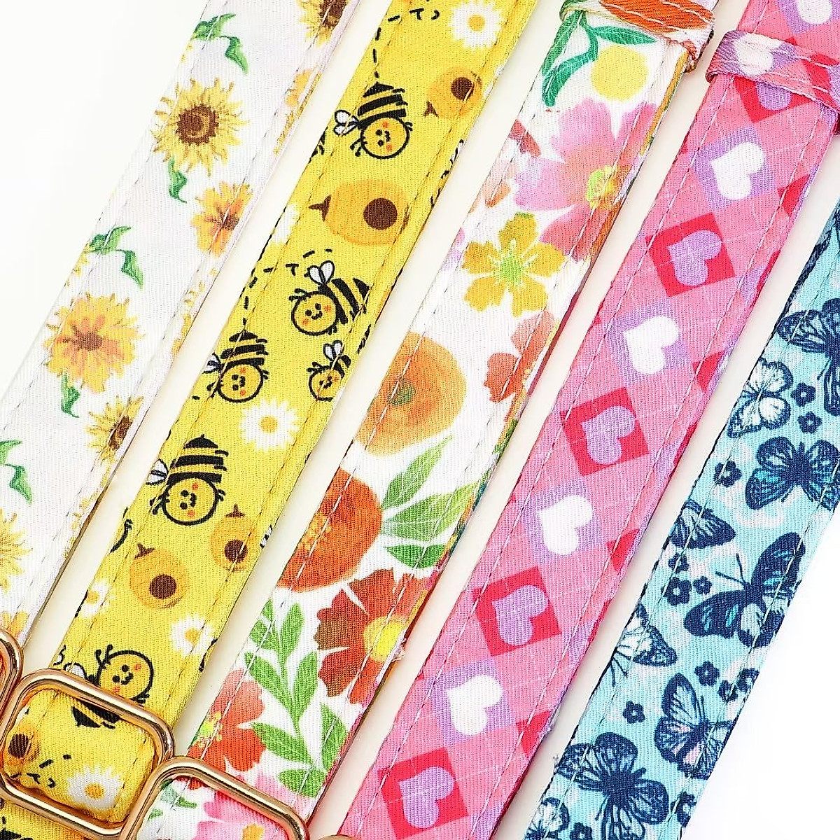KINYABLUE Floral Pattern Cute Dog Collar for Large Dogs, Personalized Custom Dog Collars with Name, Soft Cotton Fall Dog Collar Girl with Detachable Bowtie & Flower, L (14-24")
