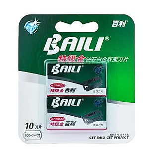 BAILI Platinum Double Edge Safety Razor Blades Refill 10 Counts BP001B