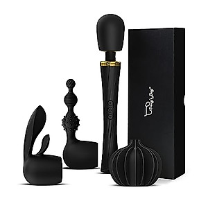 Tracy's Dog Wand Vibrator Kits for Couple, Vibrating Wand Adult Toys with 3 Attachments for Clitoral G Spot Anal Stimulation, Cordless Powerful Sex Toy for Women Partner Play with 5 Modes & 3 Speeds