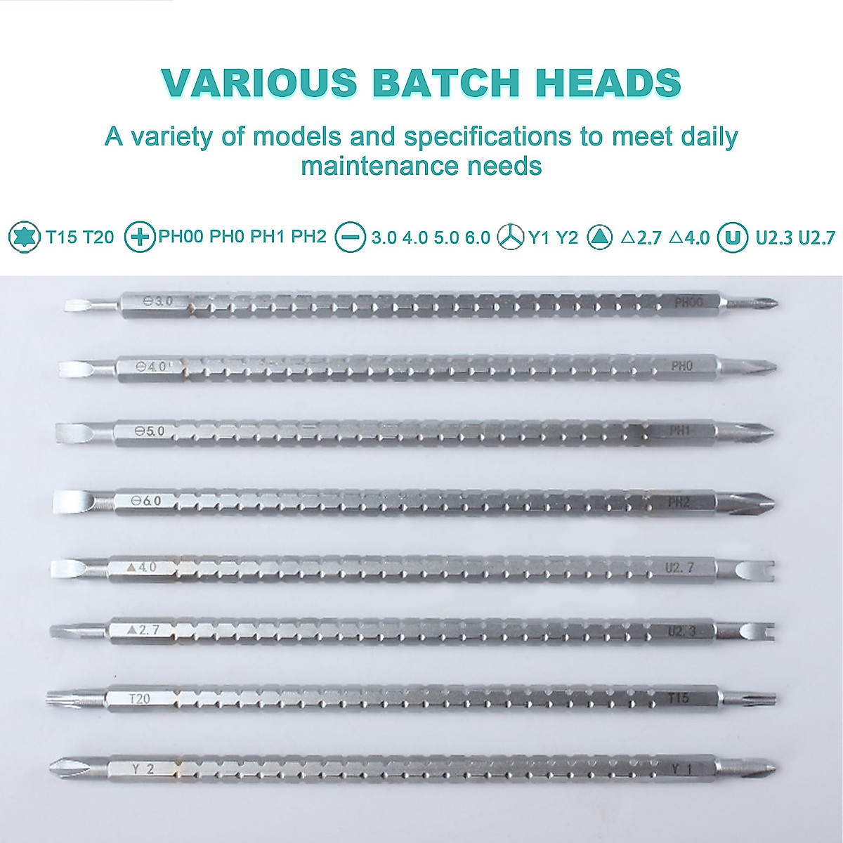 SOWINOS Screwdriver Set with Case, Extended Heavy Duty Magnetic Professional Level Screwdriver Kit, Slotted Phillips Torx Triangle Y-shaped U-shaped Double-headed Combination