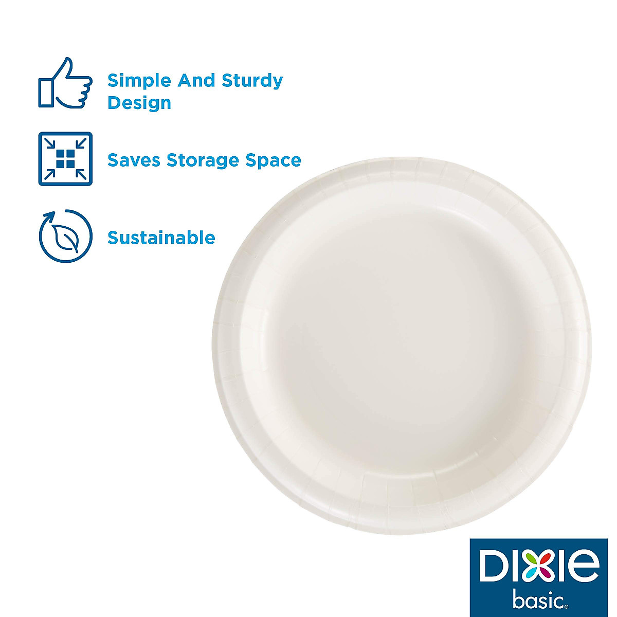 Georgia-Pacific Dixie Basic® 8.5” Wrapped Light-Weight Paper Plates by PRO , White, Individually Wrapped, DBP09WR1, 500 Plates Per Case