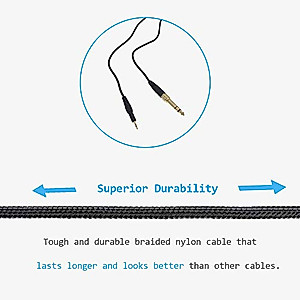MQDITH Replacement Audio Cable Compatible with Audio Technica ATH-M50x, ATH-M40x, ATH-M70x Headphones 1.5meters/ 4.92feet