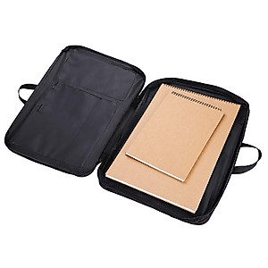 Kids Art Portfolio Case Artist Students Portfolio Bag Tote Bag 8K Waterproof Art Carrying Shoulder Bag Large Drawing Painting Sketching Boards Canvas Bag Art Supplies Storage Bag 18.6x13.9" (Black)