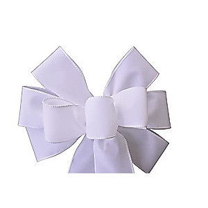 Large 10" Wired White Velvet Outdoor Wreath Bows