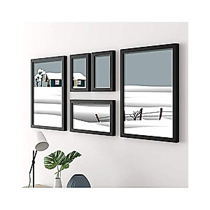 16x20inch Picture Frame Solid Wood Display Pictures 12x16 with Mat or 16x20 Wall Without Mounting Photo Frame Black（1pcs）