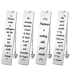 Coworker Leaving Gift Coworker Bookmark Going Away Gifts for Colleague Friends Boss Coworkers Thank You Gifts for Christmas Birthday, Chance Made Us Colleagues Metal Book Page Marker with Pendant
