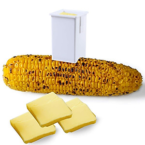 Cooraby 4 Pack Plastic Butter Spreader Corn Cob Butter Holder Spreads Butter Dispenser with Built-in Cover (4)