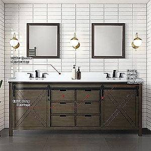 Bell+Modern Ketchum 84 in W x 22 in D Rustic Brown Double Bath Vanity and White Quartz Countertop