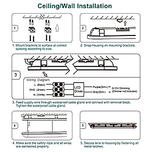 kadision 4FT Vapor Tight LED Light Fixture, 60W/50W/40W Wattage Selectable 7200lm 5000K 100-277V, 0-10V Dimmable Vapor Proof LED Light for Car Washes Parking Garages, UL Listed