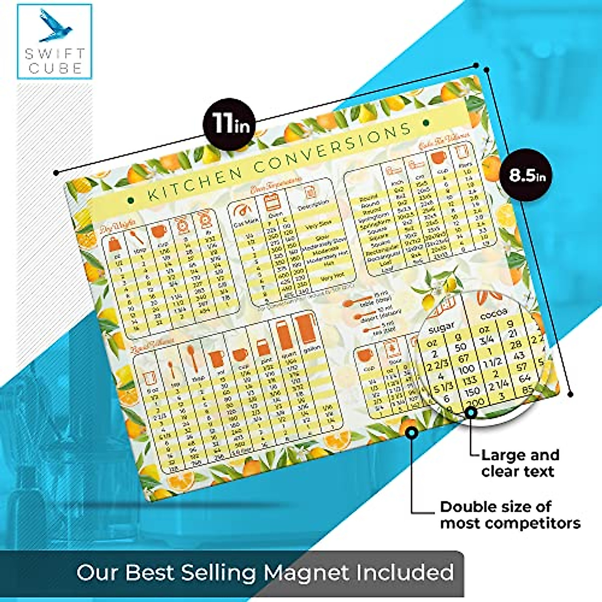 Blank Recipe Book to Write in Your Own Recipes with Kitchen Conversion Chart Magnet, Store 240 Recipes in This 30 Ring Binder with 8 Dividers