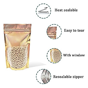 FERENLI 50 Pieces Aluminum Foil Mylar for Zip Bags Lock Matte Plastic Heat Sealable Stand Up Food Storage Bag Coffee Beans Zipper Lock Packing Pouch for Sample Reusable 3.9x5.9 inch