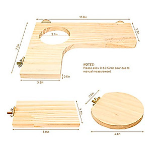 Squirrel Gerbil Chinchilla Dwarf Hamster L-Shaped Pedal Wooden Platform, 3 Pieces of Natural Wooden Parrot Hamster Round Standing Board (Style-2)
