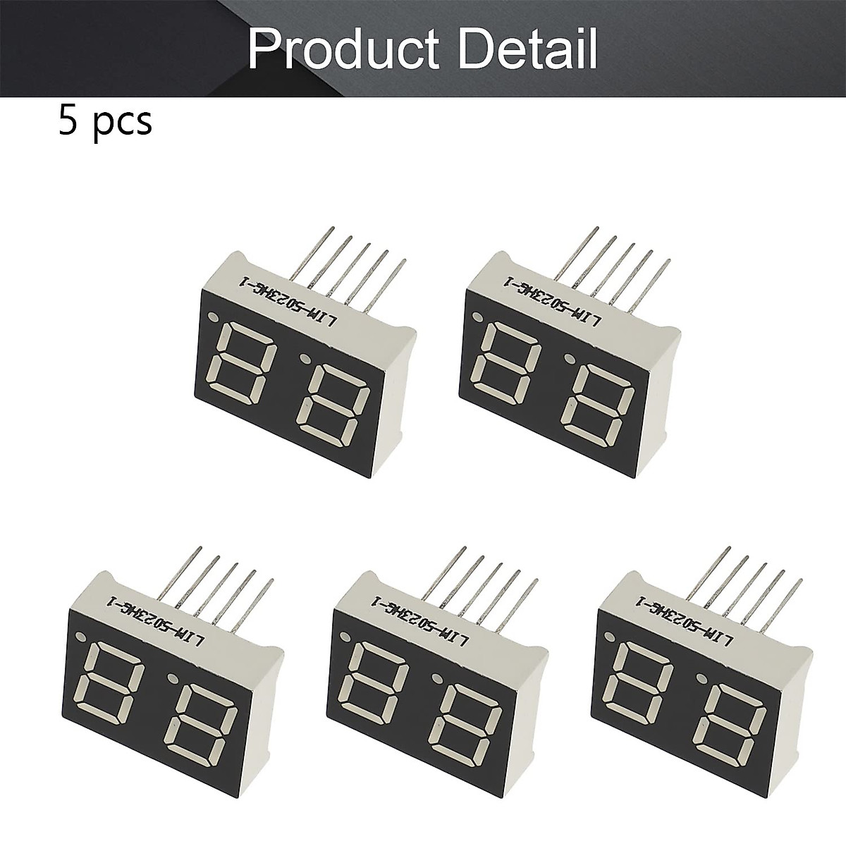 Othmro 5pcs Common Cathode LED Display Digital Tube 2 Bit 7 Segment Black 10Pin with a Good Uniform Light Output