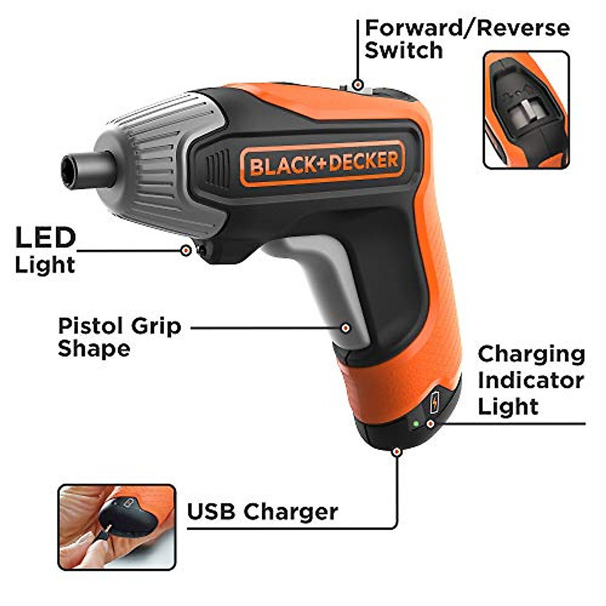 beyond by BLACK+DECKER 4V MAX* Cordless Screwdriver, Fast Charge,  1-Inch Assorted Bits (BCF611CBAPB)