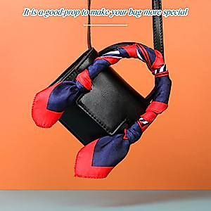 Xtinmee 12 Pack Nautical Square Scarf Red White and Blue Scarf Imitated Silk Sailor Neck Scarf for Women Ladies Stewardess, Classic Style