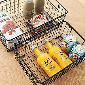 Kingrol 2 Pack Wire Storage Baskets with Handles, Metal Organizer Basket Bins for Home, Office, Nursery, Laundry Shelves Organizer