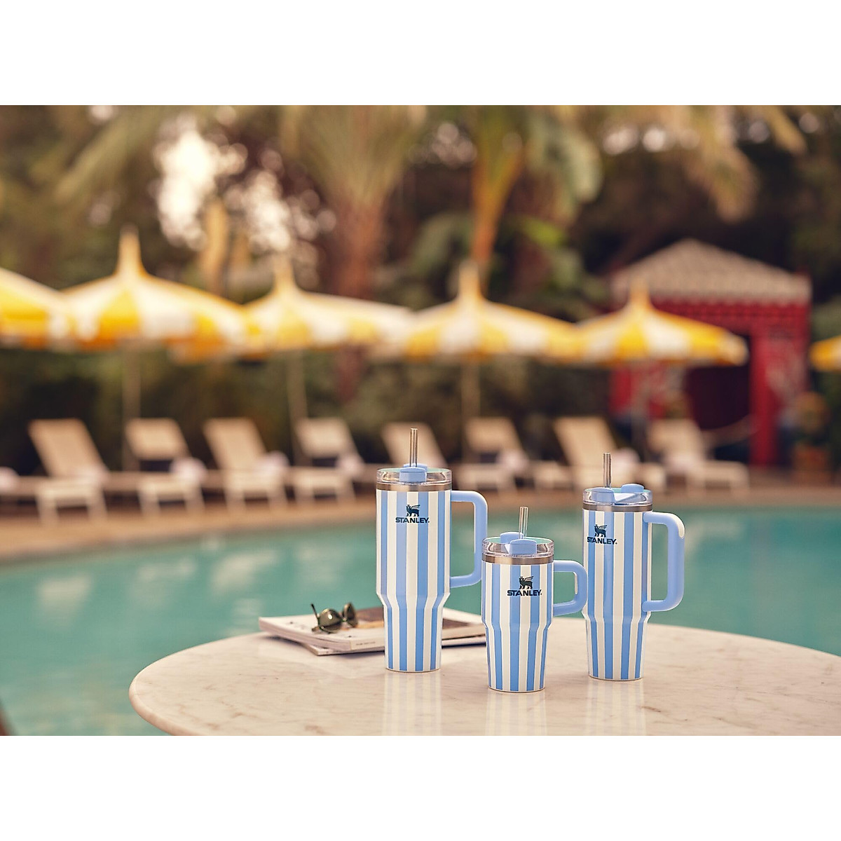 Stanley Quencher H2.0 Tumbler with Handle and Straw 30 oz | Flowstate 3-Position Lid | Cup Holder Compatible for Travel | Insulated Stainless Steel Cup | BPA-Free | Cornflower Cabana Gloss