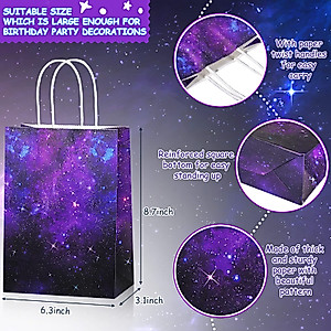 Pajean 16 Pcs Galaxy Favor Bag Galaxy Party Bags with Handles Stars Goodies Bags Galaxy Outer Space Treat Bags Solar System Candy Bags for Baby Shower Decorations Galaxy Themed Birthday Supplies