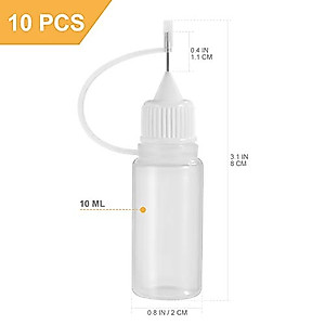 EXCEART 10 Pcs Needle Tip Glue Bottles 10ml Precision Refillable Squeeze Tip Applicator Empty Needle Plastic Bottle for DIY Craft