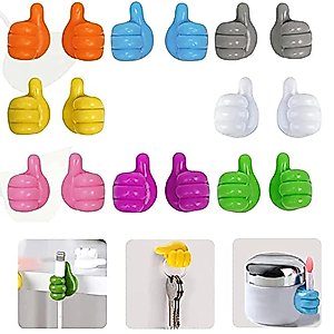 TYKJGRET 16 PCS Silicone Thumb Wall Hook - New Self-Adhesive Wall Decoration Hook for Data Cable Earphone Belt Hat Key Makeup Brush Storage