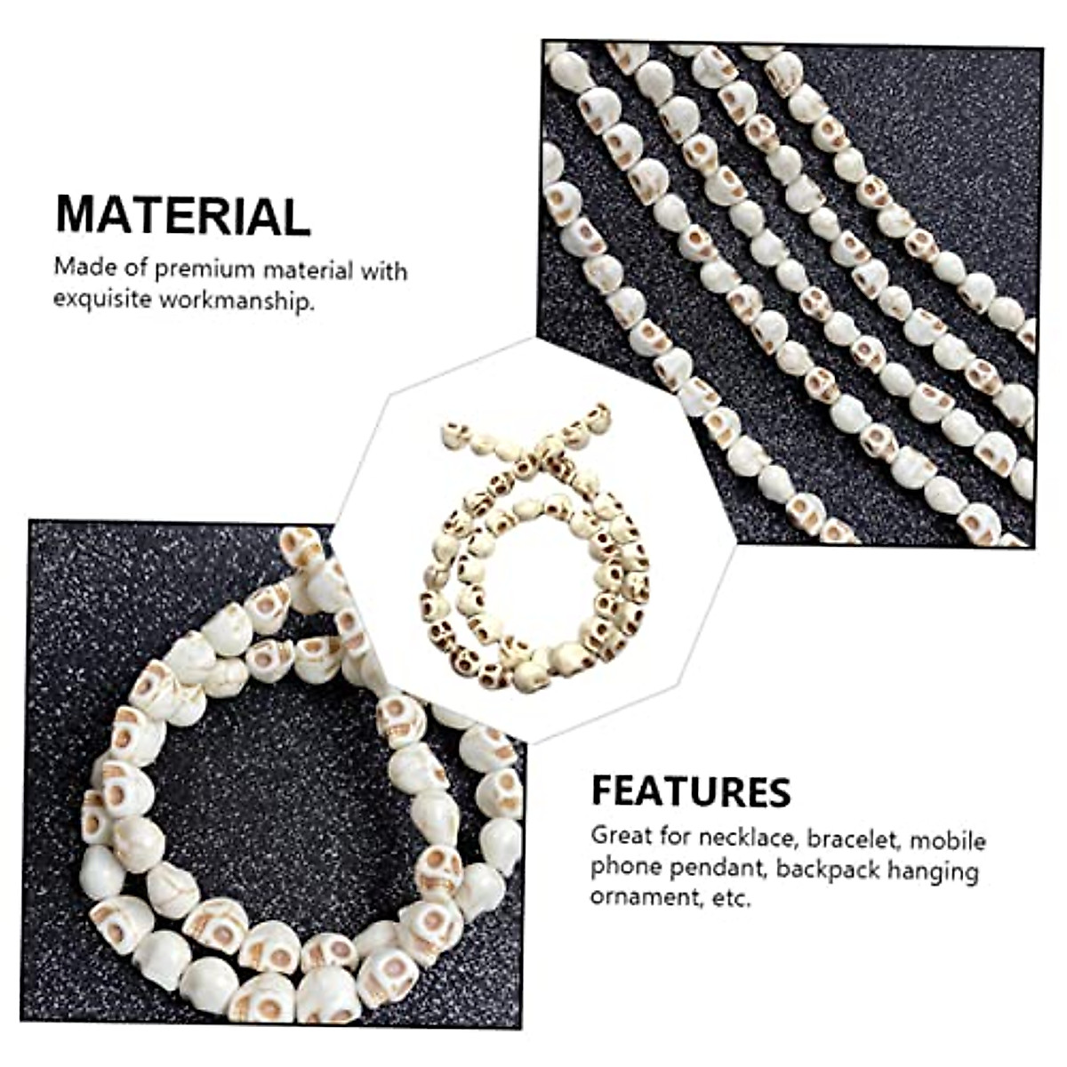 KJHBV 2 Sets Skull Loose Beads Retro Earrings Beads for Friendship Bracelets Beads for Crafts Bracelet Making Supplies Gemstone Loose Beads Skull Head Bead Beading Kits Exquisite Beads