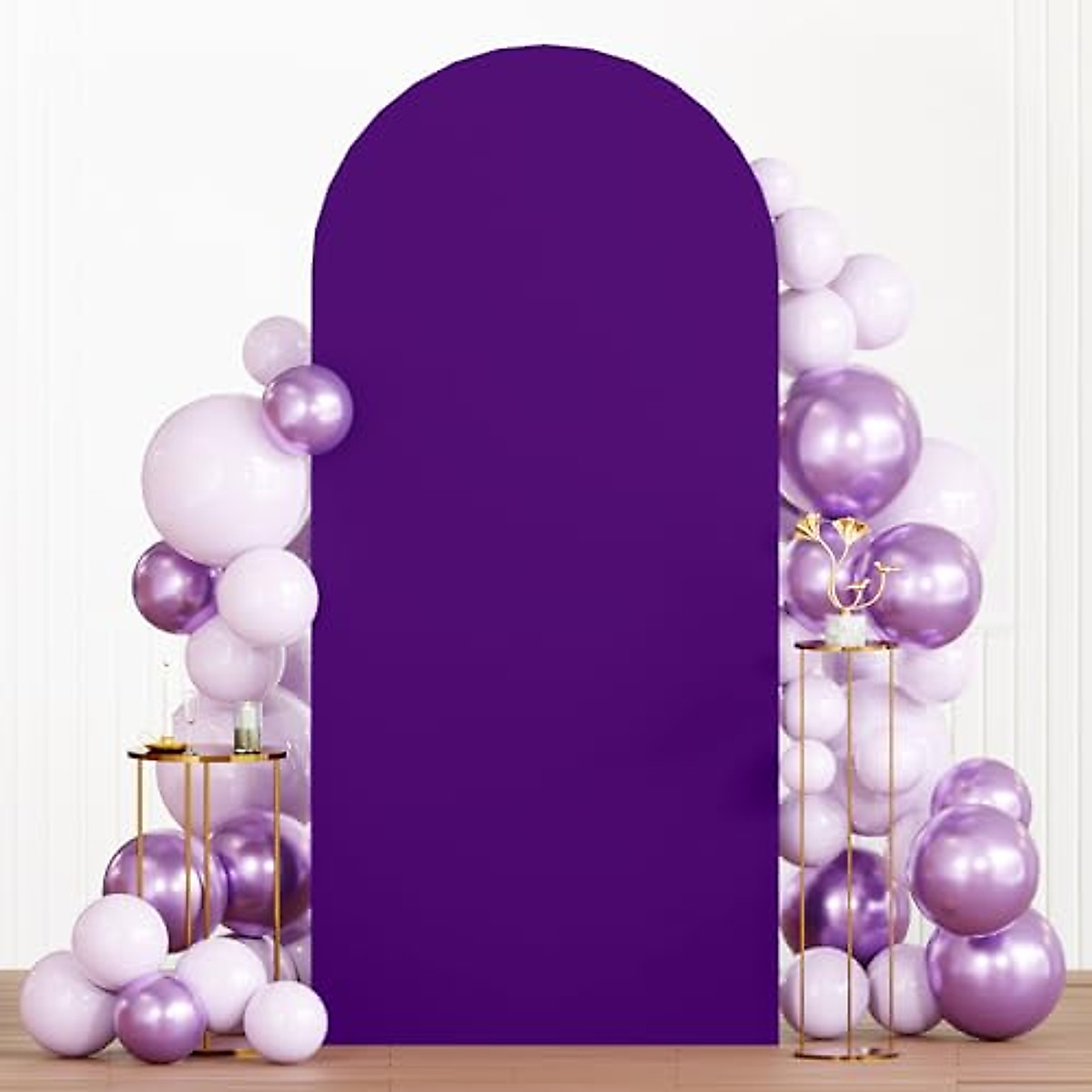 MODFUNS Purple Wedding Arch Cover 2.6x6FT Spandex Fabric Arch Backdrop Stand Cover Fit Round Top Arch Stand Cover Unique Arch Cover Backdrop Fabric for Party Birthday Bridal Baby Shower Backdrop
