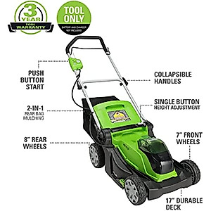 40V 17 inch Cordless Lawn Mower,Tool Only, MO40B01