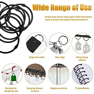 Shower Curtain Hooks Rings,24 Pcs Rustproof Metal Shower Hooks for Shower Curtain,Glide Smoothly Round Shower Rings for Curtain,Shower Curtain Rings for Bathroom Shower Rod,Snap Joint Design (Black)