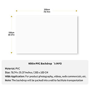 Selens 3.3x6.5ft/1X2m White PVC Backdrop for Photography, PVC Matte Vinyl Seamless Background Non-Reflection for Photo Studio Background Screen Television Video Recording