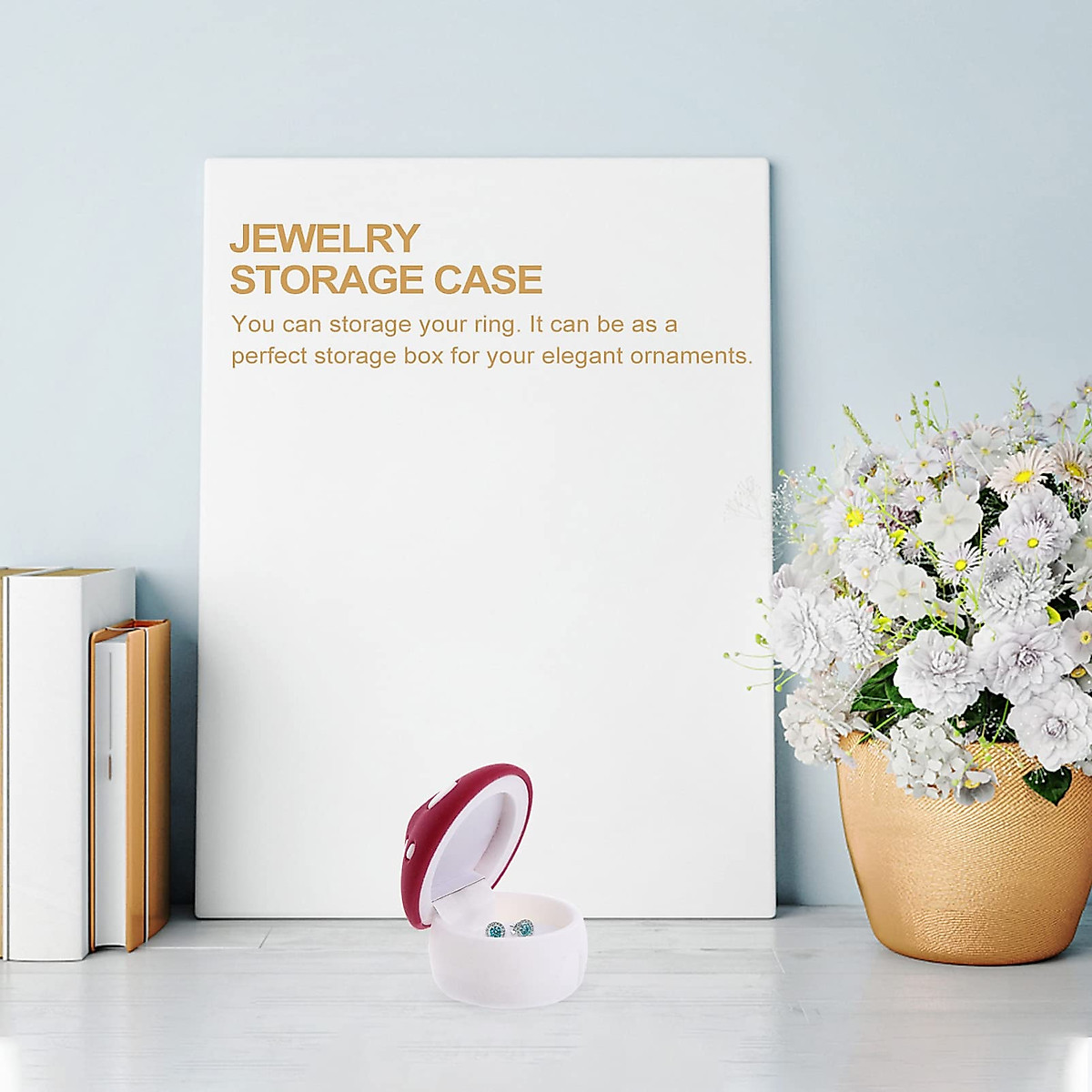 Cabilock Box Organizers Delicate Organizer Wedding Party Gift Anniversary and Keepsake Container Display Trinket Flannal Flannel Proposal Mushroom Schmuckschatulle Rings Single Red Day