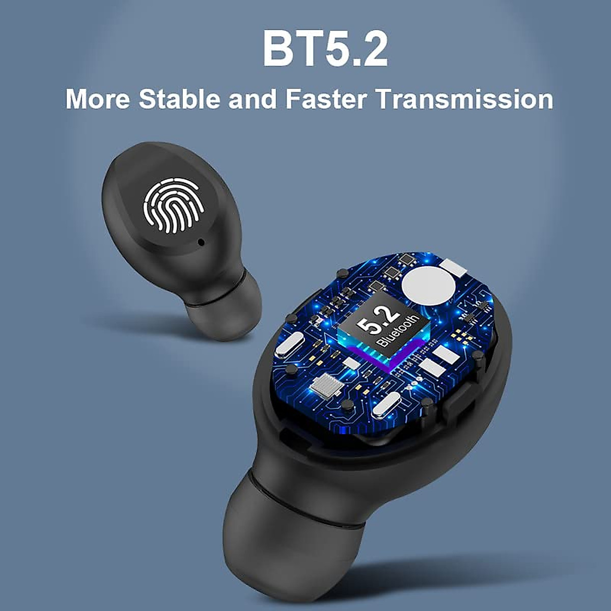 RUSAM TWS BL31 True Wireless Earbuds Bluetooth 5.2 Headphones Touch Control Stereo Earphones in-Ear Built-in Mic Headset Premium Deep Bass for Music Game Sport,Black