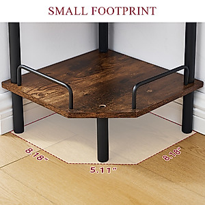 Tajsoon Corner Shelf Stand, 3 Tier Industrial Corner Shelves, Multipurpose Standing Display Shelf, Corner Shelving Unit for Bedroom, Living Room, Office, Kitchen, Rustic Brown