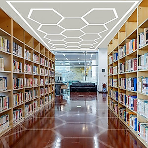 with Bezel 17 Honeycomb LED Garage Light, DIY LED Auto Repair Detail Light, 6500K Daylight White for car detailing, salon, gym, store, basement 212.5in x 94.8in