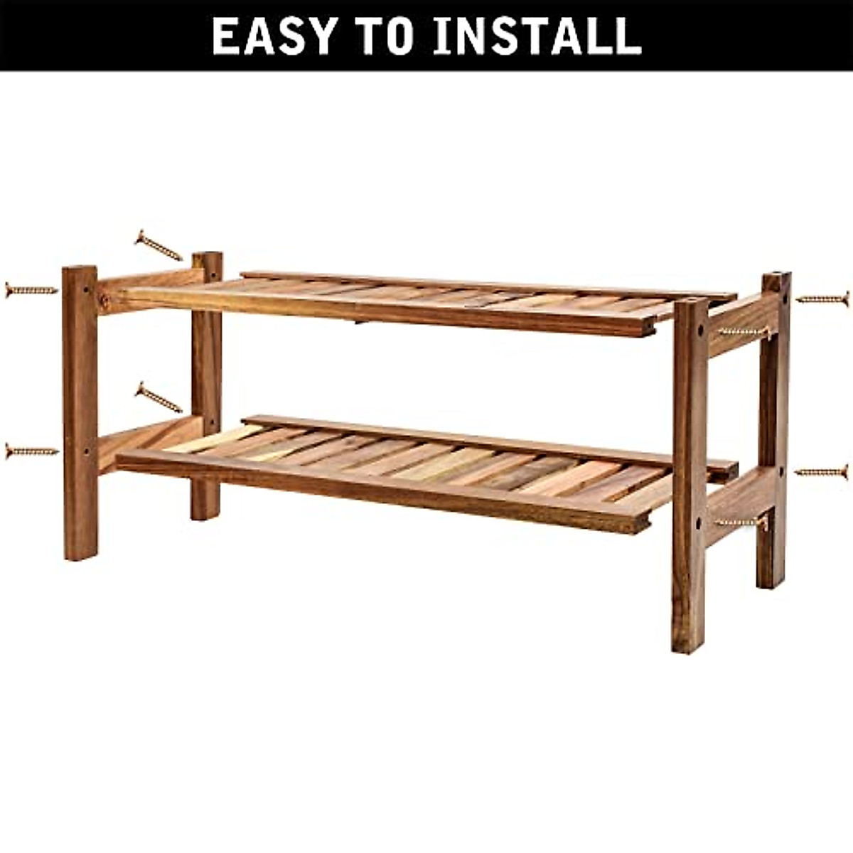 Bambu Masster Shoe Rack,100% Natural Acaia Wood Shoe Rack,Entryway Shoe Rack,Stackable,Small Shoe Rack,Shoes Rack,Shoe Stand Free Standing Shoe Racks.