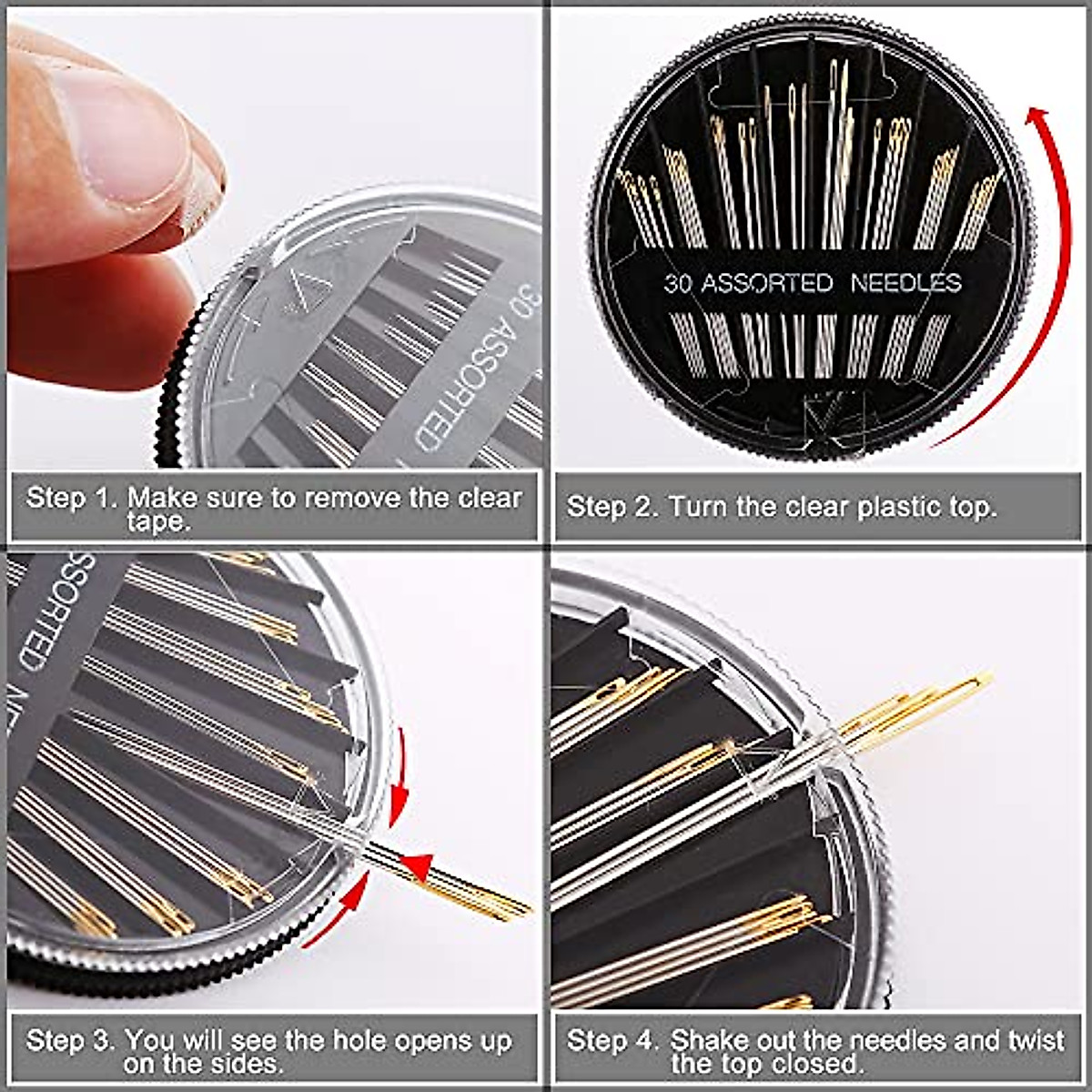 30/60Pack Premium Sewing Needles for Hand Sewing Repair, 6 Sizes Assorted Needles with 2 Threaders, Sewing Needles for Handsewing, Large Eye Stitching Needles, Embroidery Needles, Sewing Sharp Needles