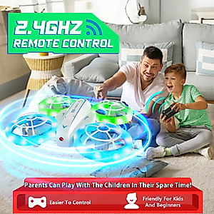 Mini Drone for Kids and Beginners, LED Quadcopter with Altitude Hold, 3D Flip, Headless Mode, 2 Batteries, Easy to Fly RC Drones, Kids Drone Toys for Boys Girls Adults Christmas Birthday Idea Gifts
