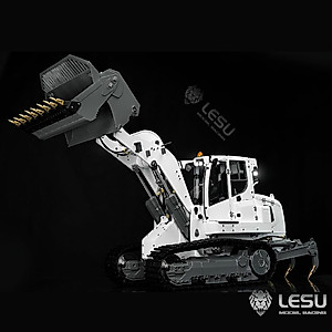 LESU 1/14 Hydraulic RC Crawler Loader RTR LR636 Electric Construction Vehicles Model Pl18Ev Lite Openable Bucket Rear Hook Painted White