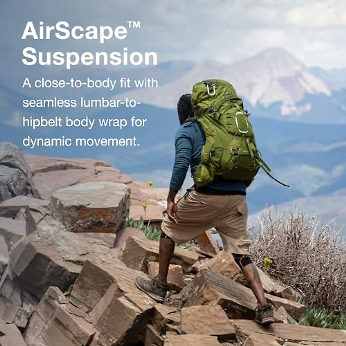 Osprey Aether 55L Men's Backpacking Backpack, Garlic Mustard Green, S/M