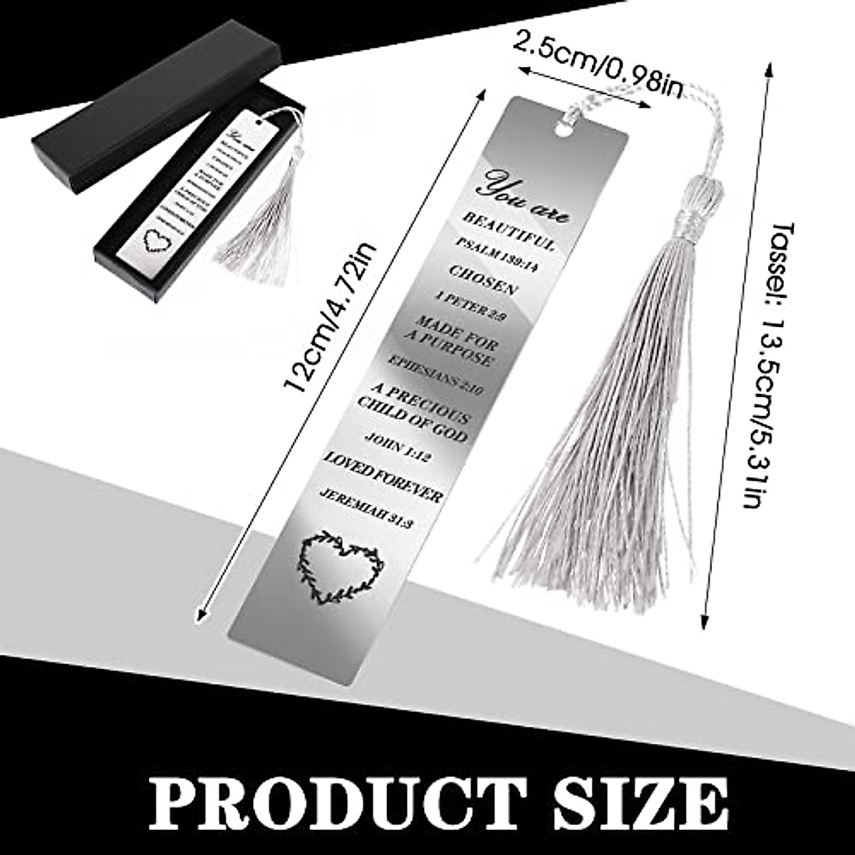 TIESOME Christian Bookmark Gifts for Women Inspirational Bible Verse Bookmark Two-Sided Straight Rulers Metal Bookmarks Book Lovers Birthday Christmas for Friend Bookworms Book Club Religious Gift