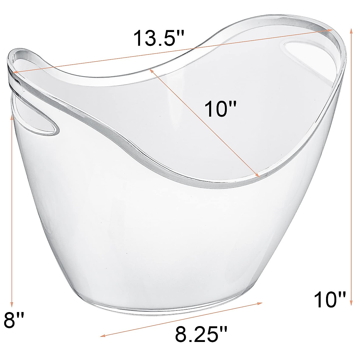 Yesland 8L Large Ice Buckets White Acrylic Drink Bucket Beverage Tub Wine Champagne Bucket - Storage Tub for Wine, Champagne or Beer Bottles Parties and Home Bar - Fit 4 Bottles