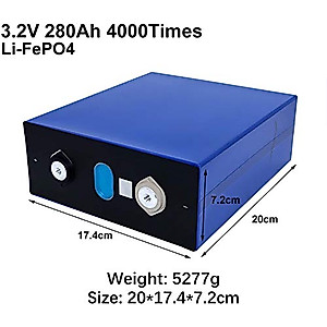 4pcs Lot LiFePO4 3.2V 280Ah Cells for 12V 280Ah Home Solar Energy Storage System RV Battery with Bus Bars (4PCS/LOT)