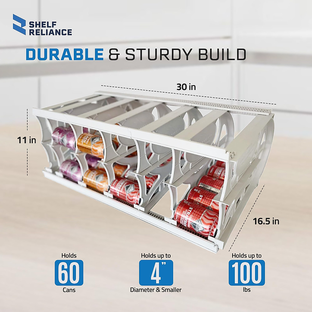 Cansolidator Pantry Plus Stores 60 cans | Rotate Cans First in First Out | Canned Food Organizer for Pantry | Canned Food Storage | Organize Your Kitchen and Pantry