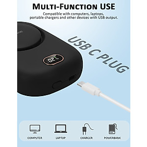 LtYioe Mini Fan Mini Handheld Fan Portable Fans USB Rechargeable, Personal Desk Fan Multifunctional with Strong Airflow, LED Smart Display and 3 Speed Adjustable for Outdoor Beach Home(Dark Black)