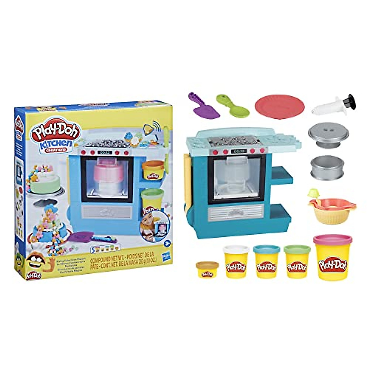 Play-Doh Kitchen Creations Rising Cake Oven Kitchen Playset, Play Kitchen Appliances, Preschool Toys, Kitchen Toys for 3 Year Old Girls and Boys and Up