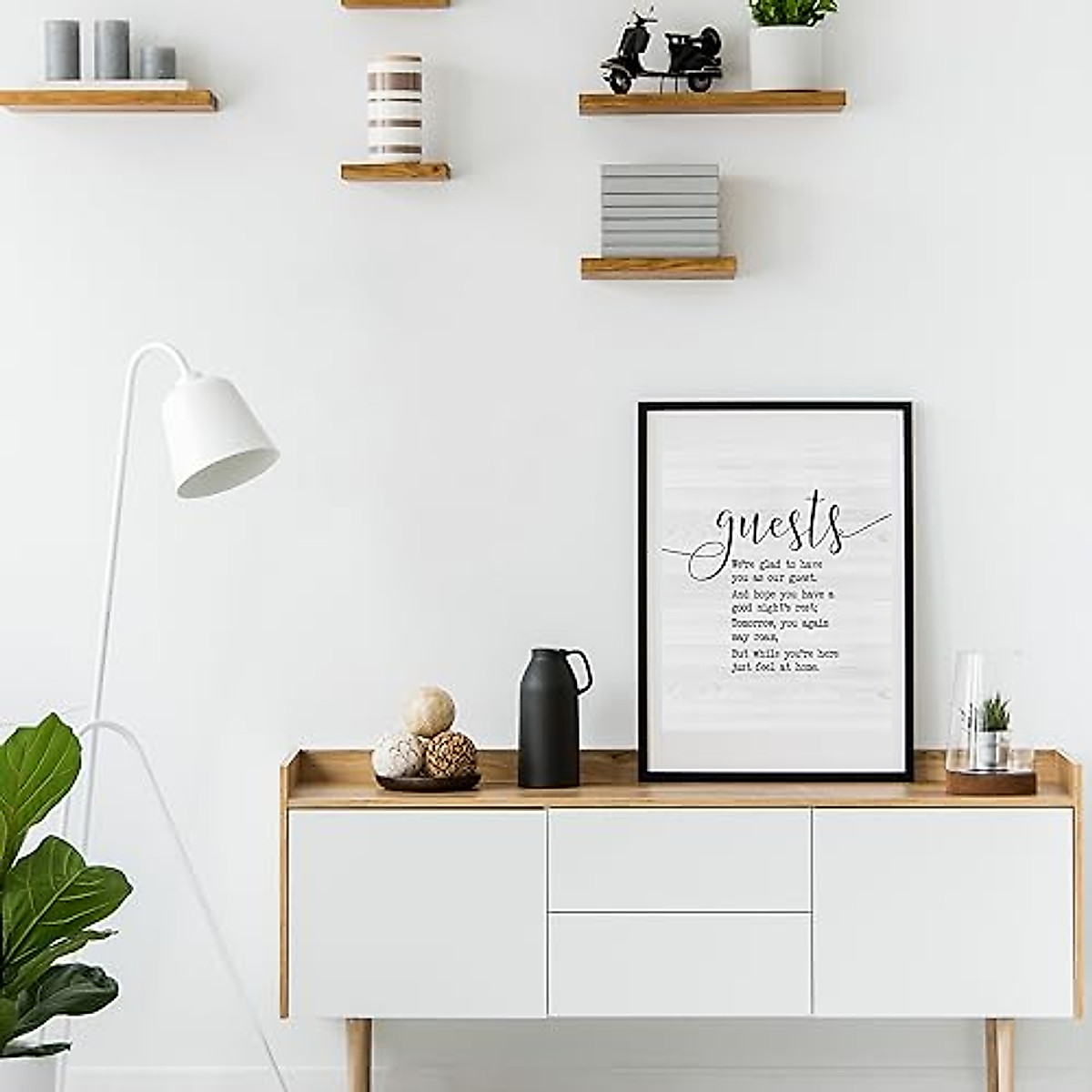 Guests-We're Glad to Have You - Welcome Sign Wall Art, Modern Typographic Wall Print - Perfect Home Decor, Guest Room Decor, Cabin & Lake House Decor Inviting Message for Guests - Unframed - 11 x 14