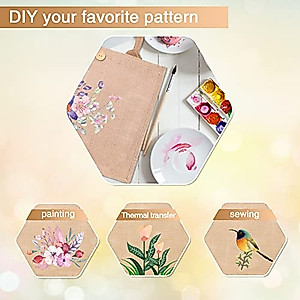 Jazpyne Burlap Tote Bags 4 Pack Jute Tote Bags with Handles and Button (13.7'' x 12.1'' x 7.6'') Reusable Shopping Bags Blank Gift Bags for Party Beach Trip Bridesmaid Wedding DIY