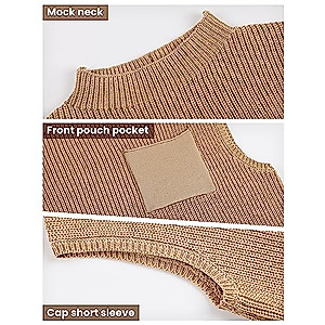 Lentta Women's 2 Piece Sweater Sets Outfits Knit Pullover Tops High Waisted Pants with Pockets(Khaki-L)