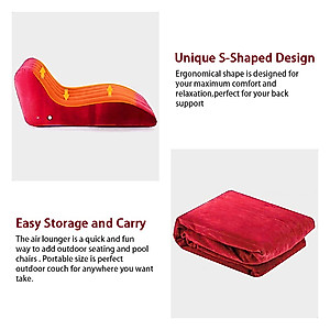 ZIKO Inflatable Sofa Air Chair, Portable Inflatable Leisure Sofa Lounger S-Shaped Flocking Lazy Couch for Indoor Outdoor Folding Blow Up Couch Bed for Backyard Garden Beach