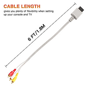 AV Cable for Wii Wii U, Composite Audio Video TV connector Cable Cord for Nintendo Wii U/Wii